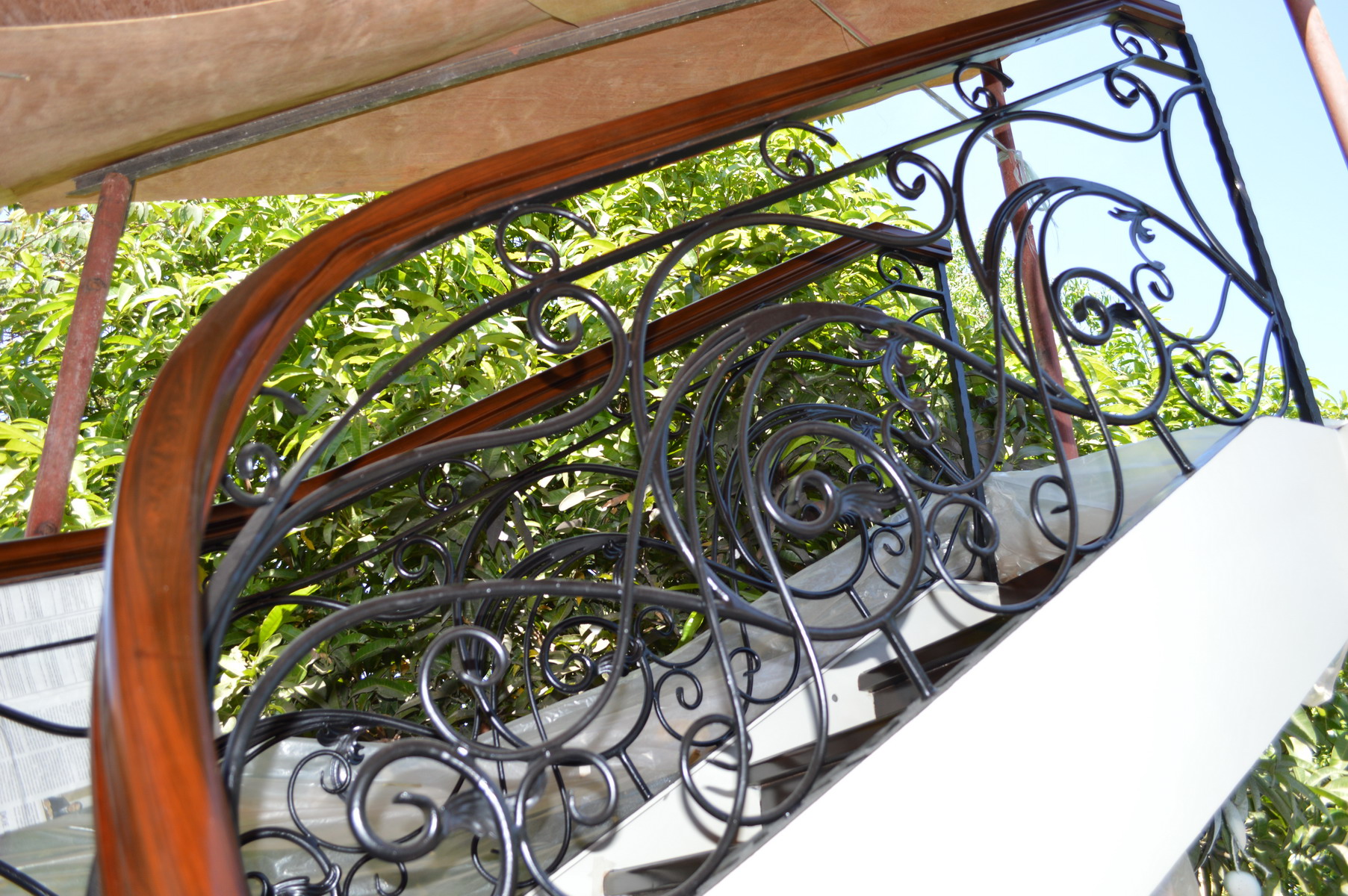 Wrought Iron Winding Staircase | Glass Railings Philippines, Glass ...