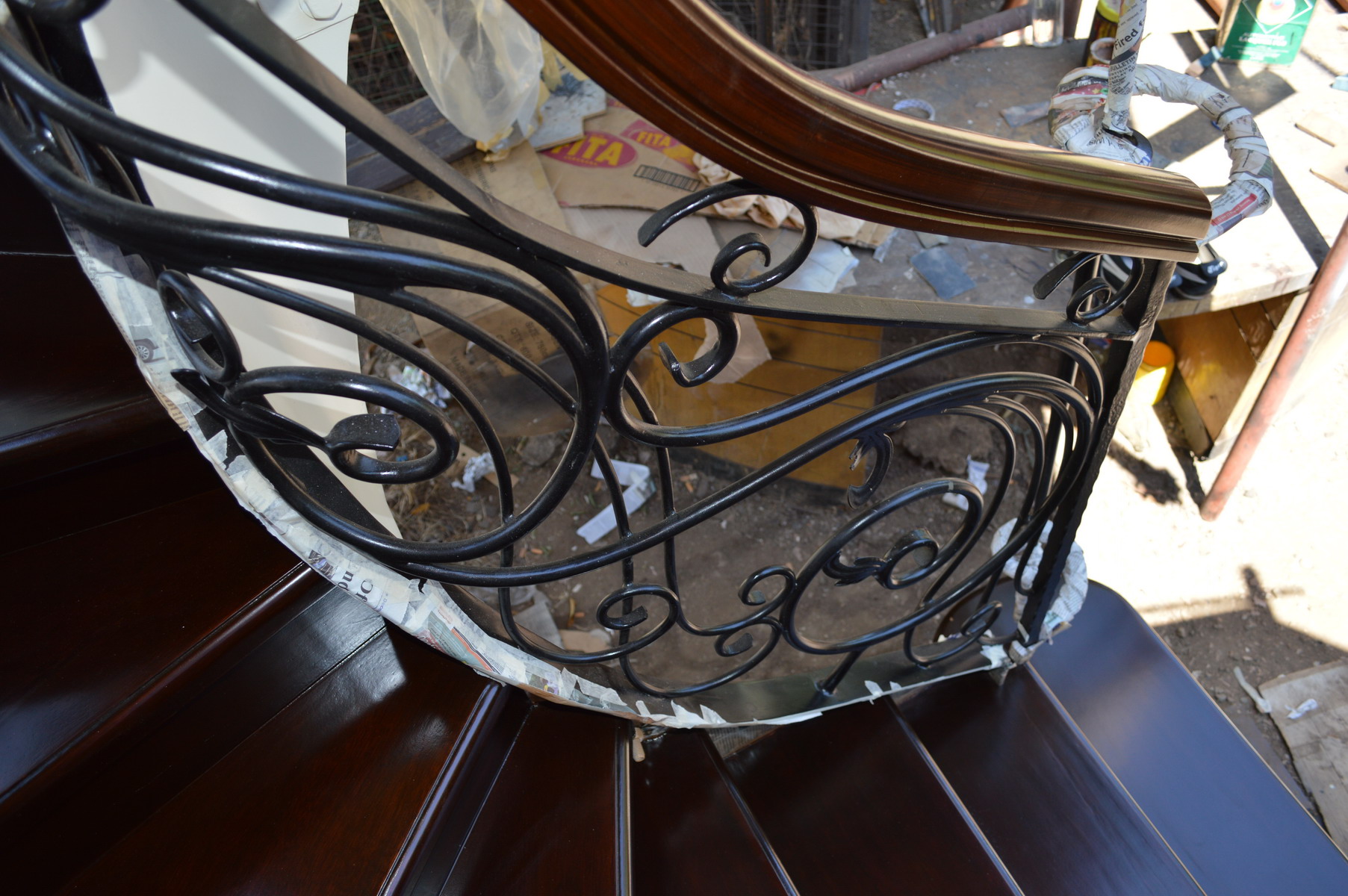 Wrought Iron Winding Staircase | Glass Railings Philippines, Glass ...