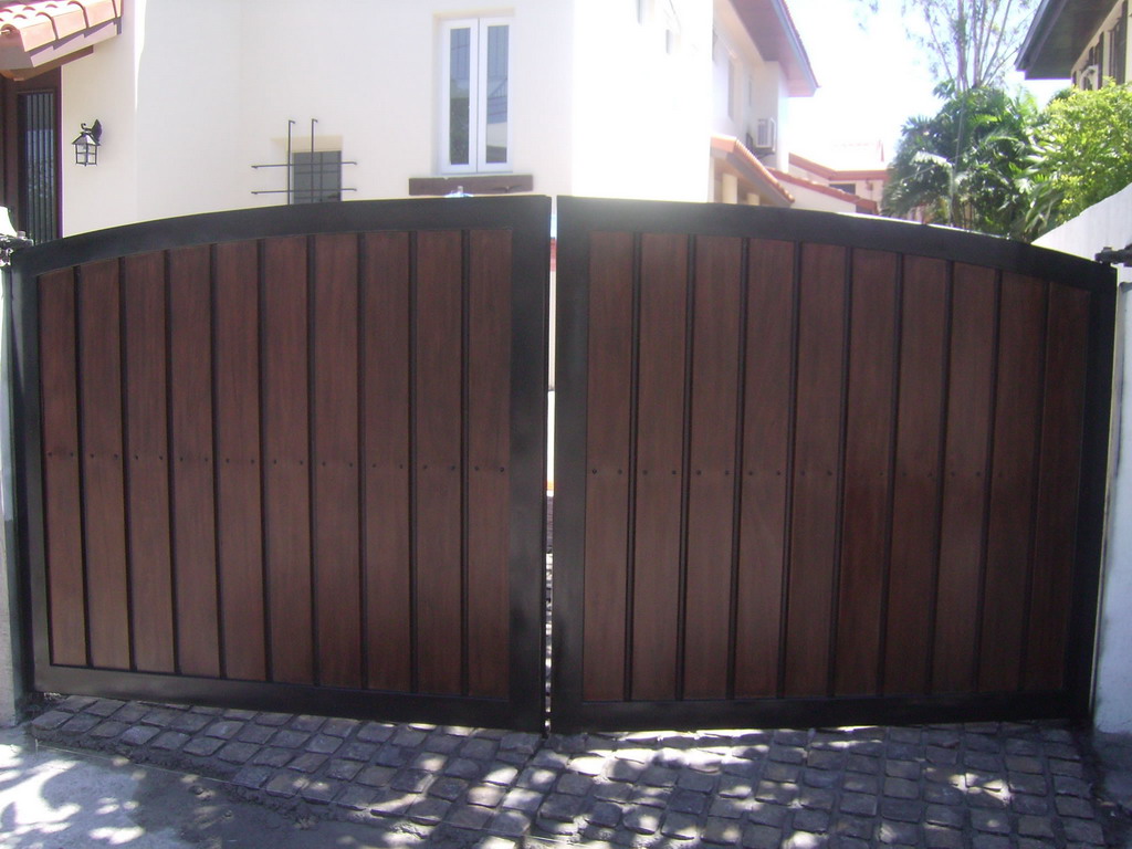 Steel and Wood Gate | Glass Railings Philippines, Glass Railing ...
